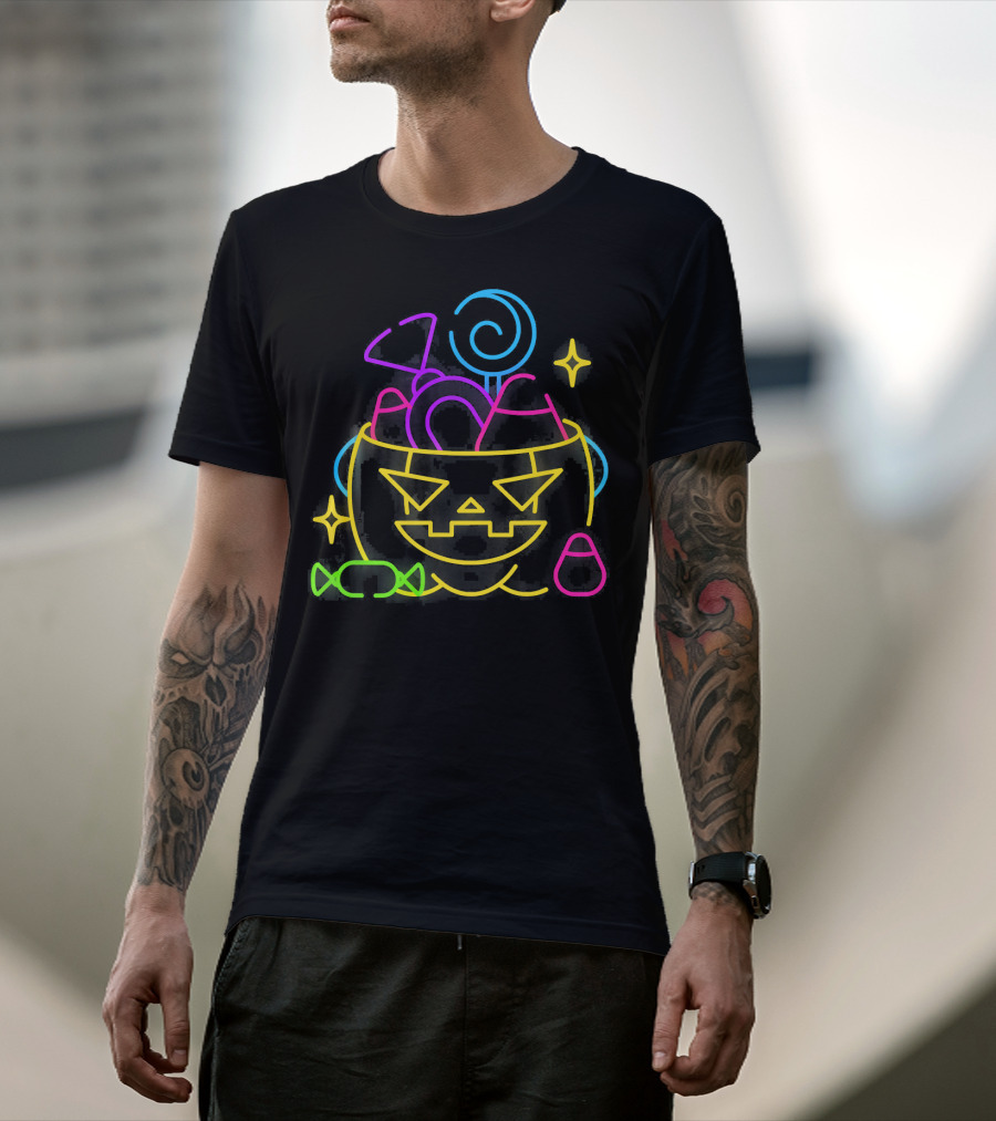 Neon Pumpkin Candy Halloween Costume T-Shirt