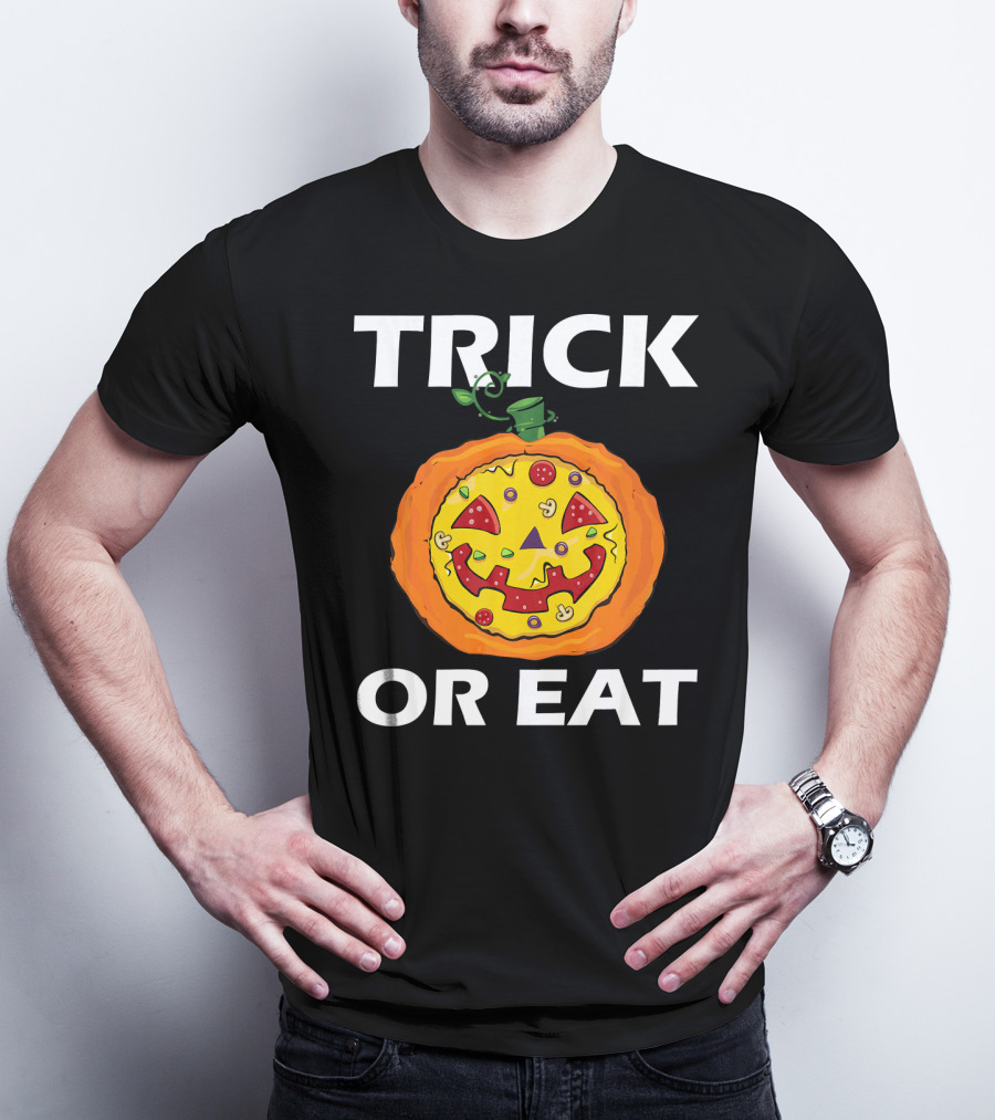 Trick Or Eat Pizza Face Pumpkin Costume T-Shirt