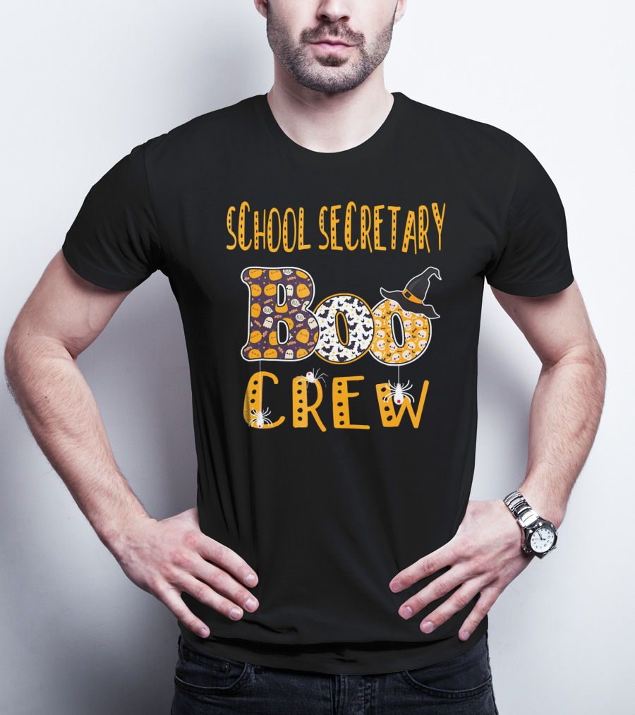 School Secretary Boo Crew Halloween Teacher T-Shirt