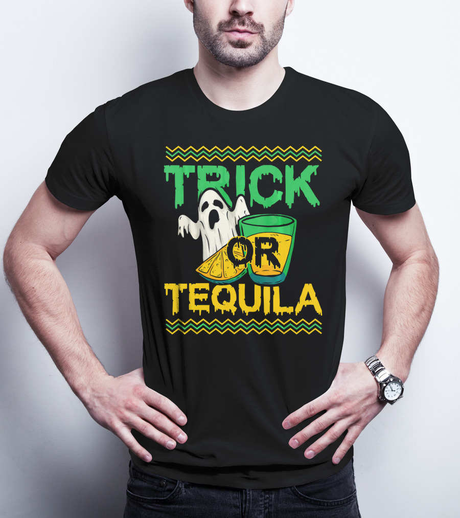 Trick Or Tequila Ghost Lemon Shot Halloween T-Shirt