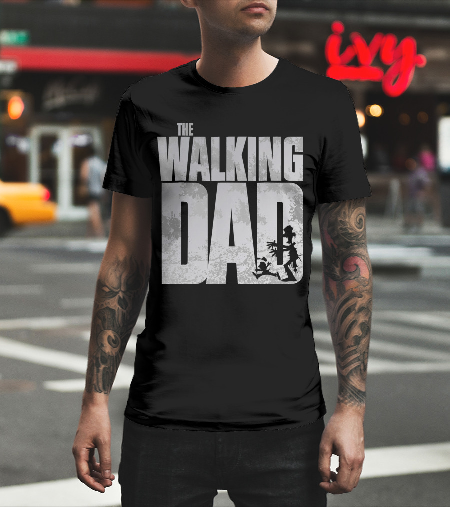 The Walking Dad Zombie Silhouette Scary T-Shirt