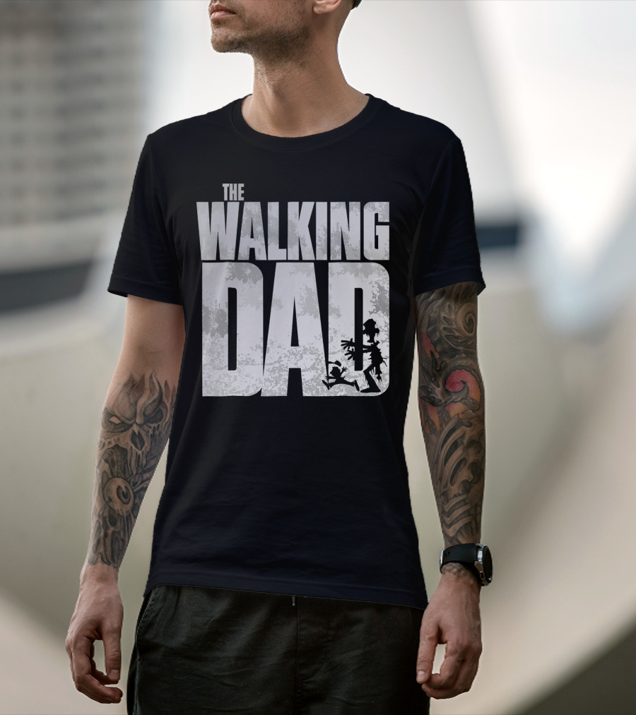 The Walking Dad Zombie Silhouette Scary T-Shirt