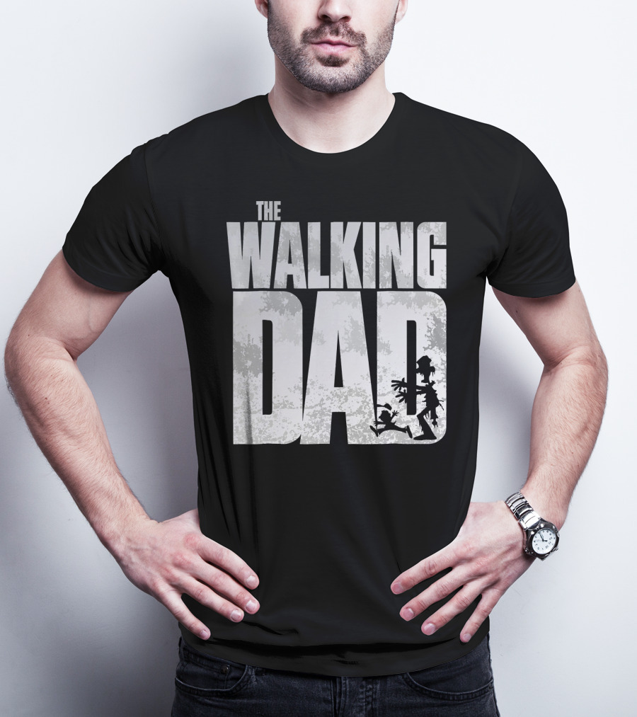 The Walking Dad Zombie Silhouette Scary T-Shirt