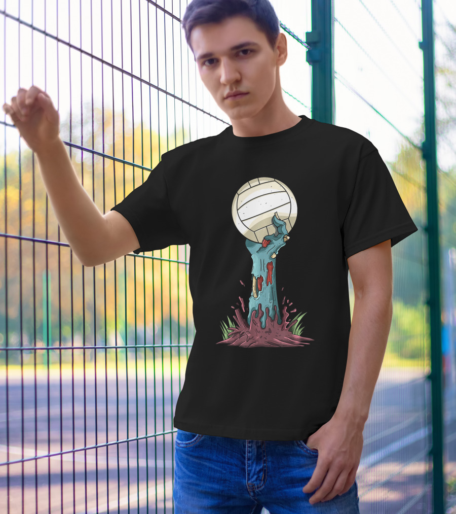 Zombie Hands Rising With Volleyball T-Shirt