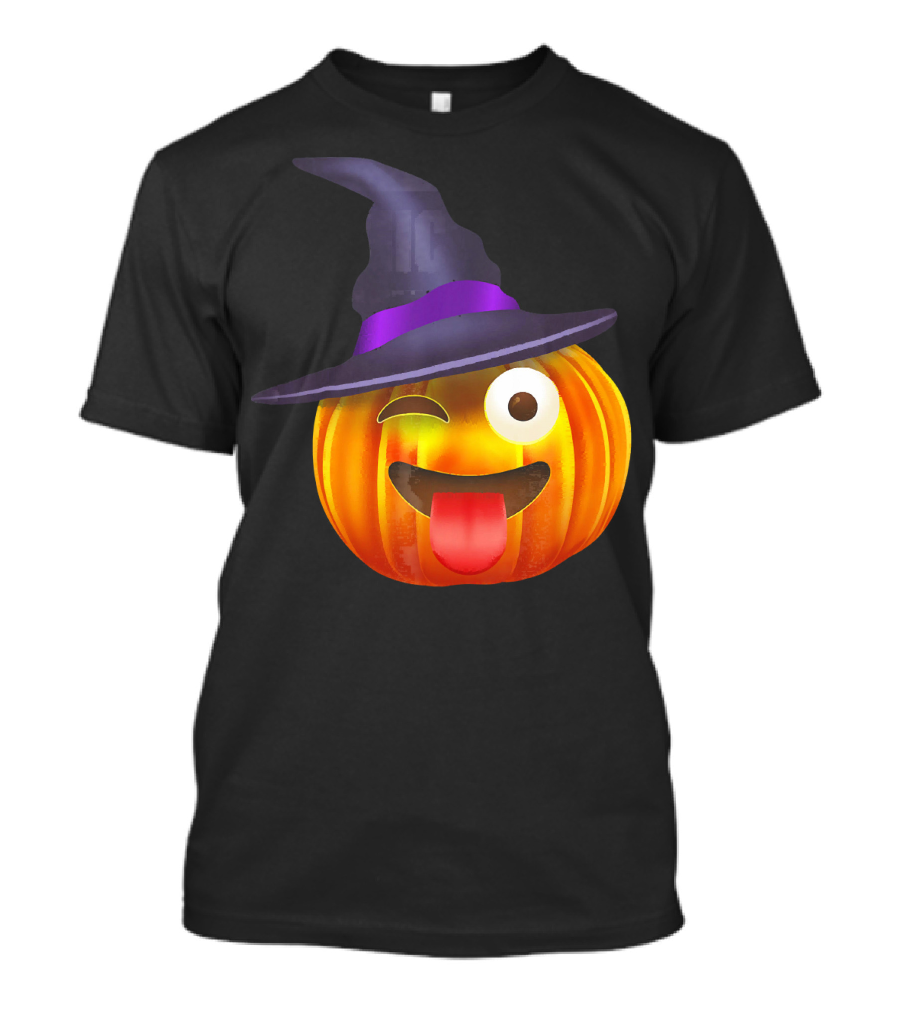 Halloween Costume Emoji Pumpkin Witch Hat Face T-Shirt