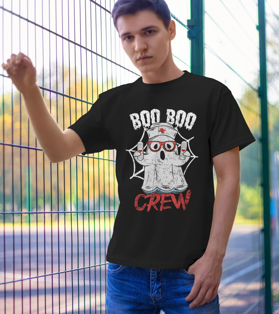 Boo Boo Crew Halloween Costume Nurse Ghost T-Shirt