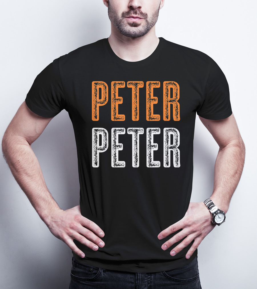 Peter Peter Pumpkin Eater Halloween Style Text Orange White T-Shirt