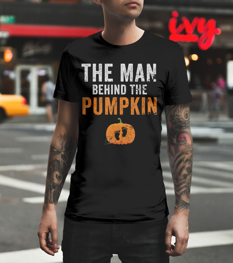 THE MAN BEHIND THE PUMPKIN FEATURING BABY FOOTPRINTS T-Shirt