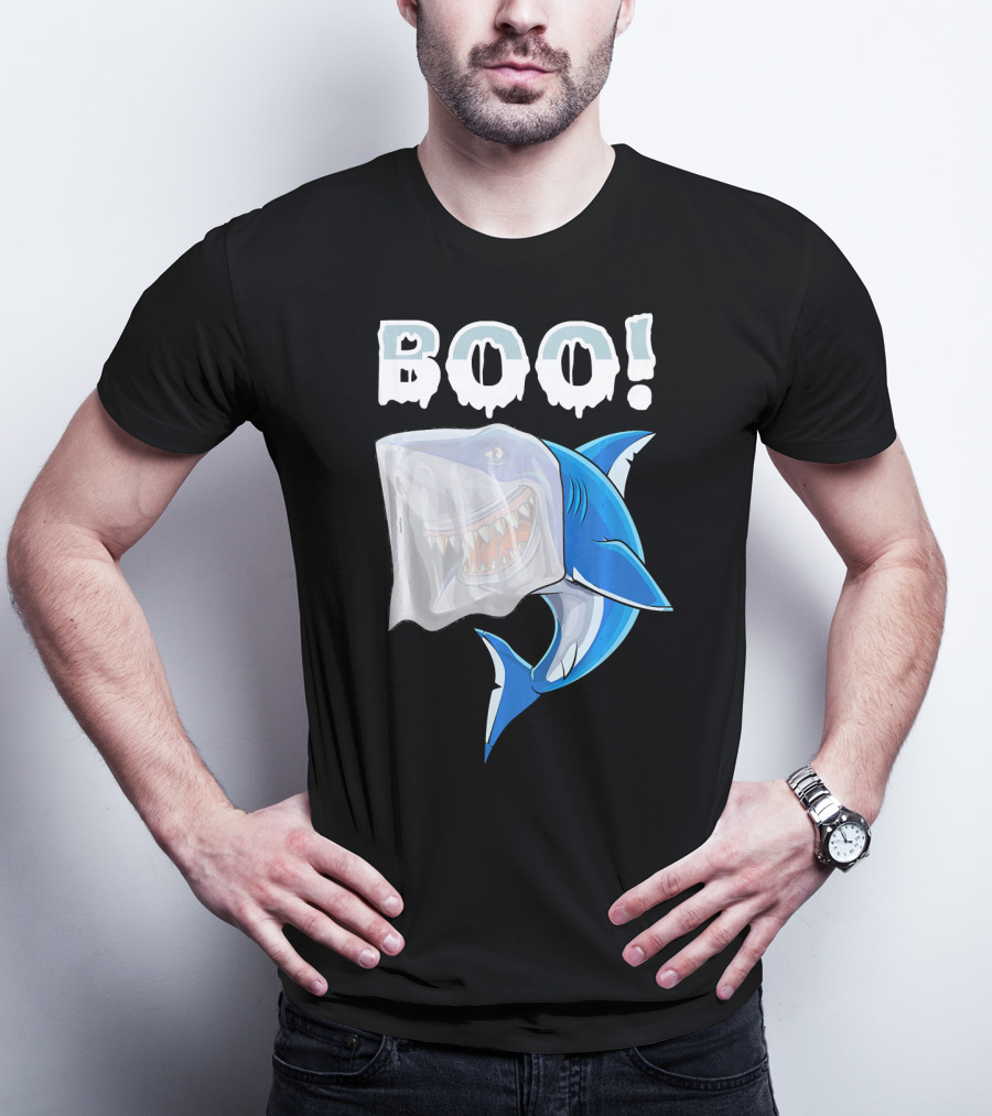 Boo Shark Ghost Halloween Trick Boo T-Shirt