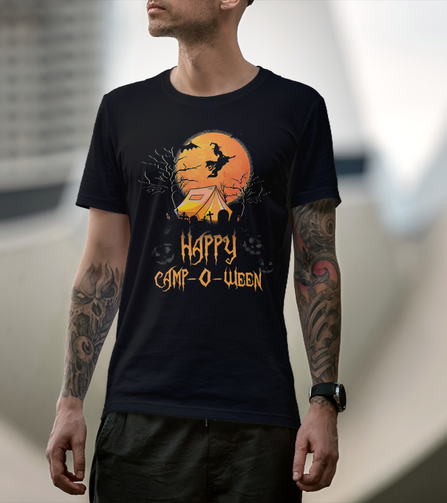 Happy Camp O Ween Halloween Witch Tent Scene T-Shirt