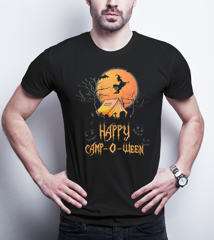 Happy Camp O Ween Halloween Witch Tent Scene T-Shirt