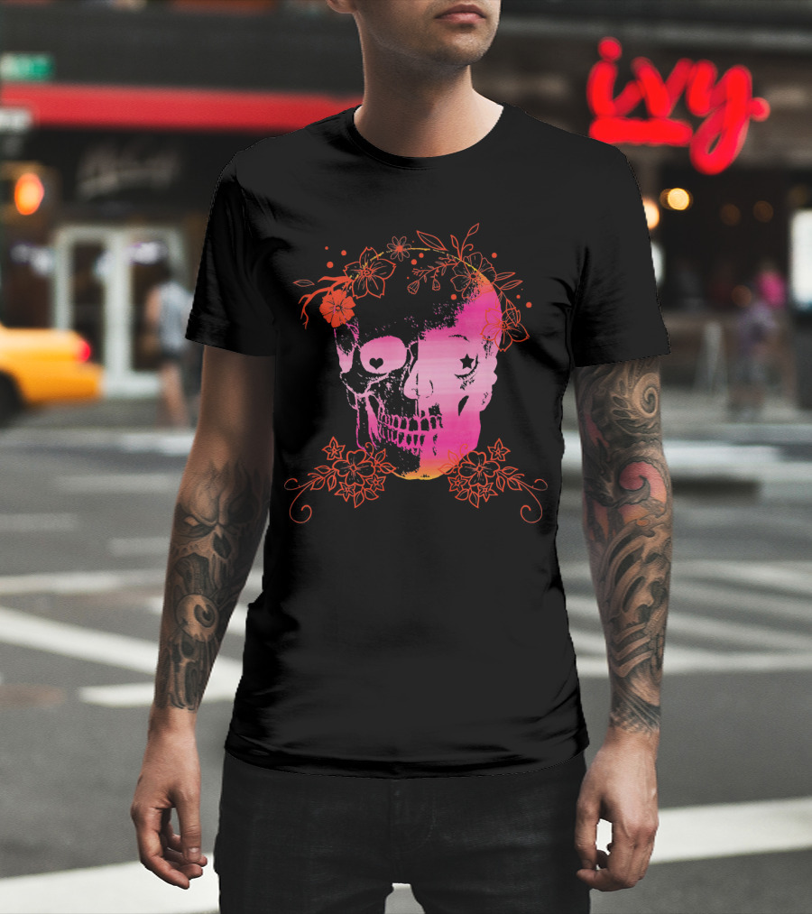 Flower Skull Halloween Dia De Los Muertos Floral T-Shirt