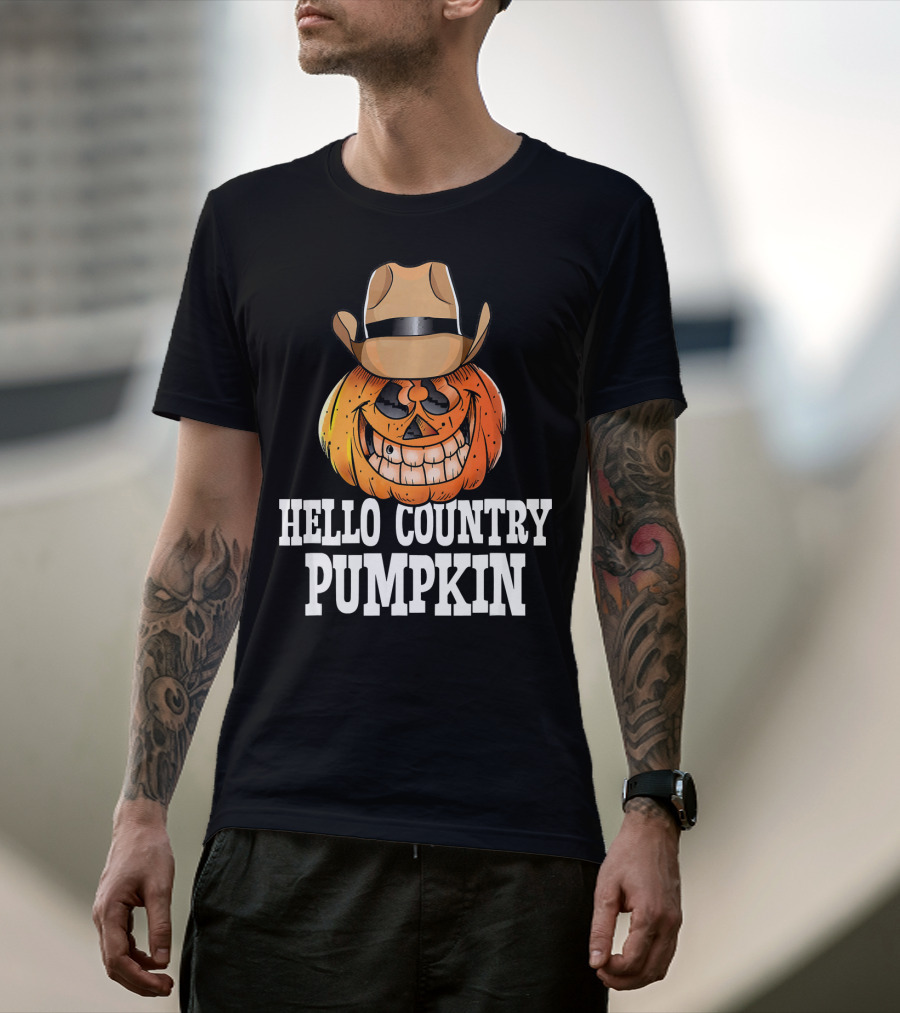 Hello Country Pumpkin Cowboy Jack-O'-Lantern T-Shirt