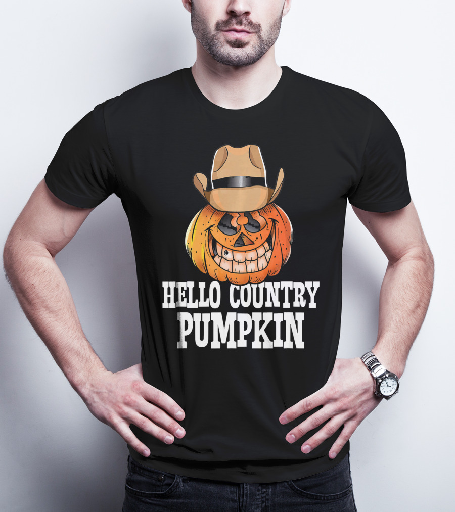 Hello Country Pumpkin Cowboy Jack-O'-Lantern T-Shirt