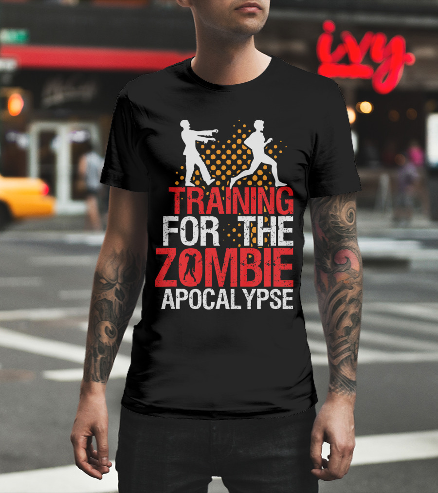 Training For The Zombie Apocalypse Marathon Running Humor T-Shirt