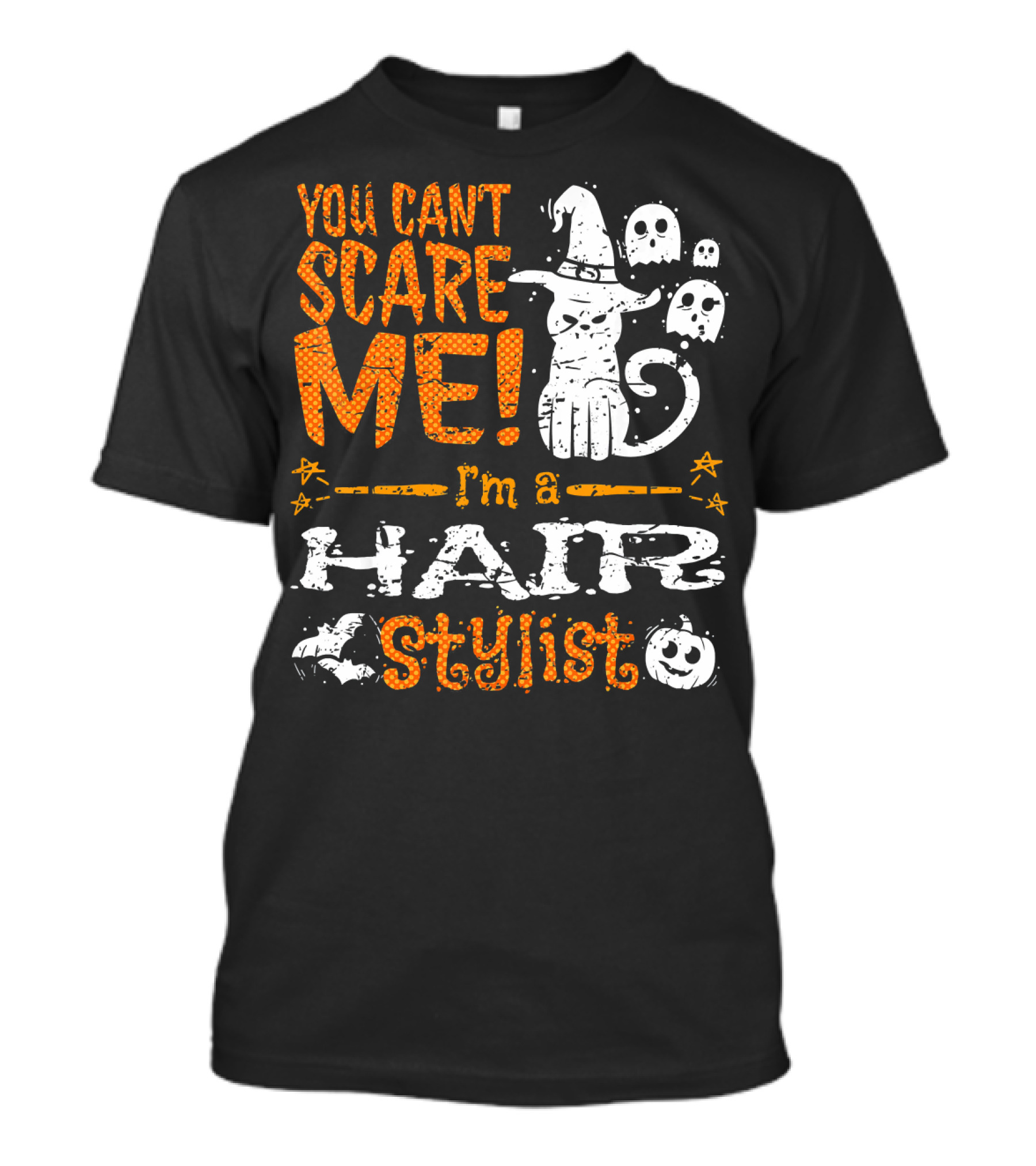 You Can't Scare Me I'm A Hair Stylist Halloween Cat And Ghosts T-Shirt