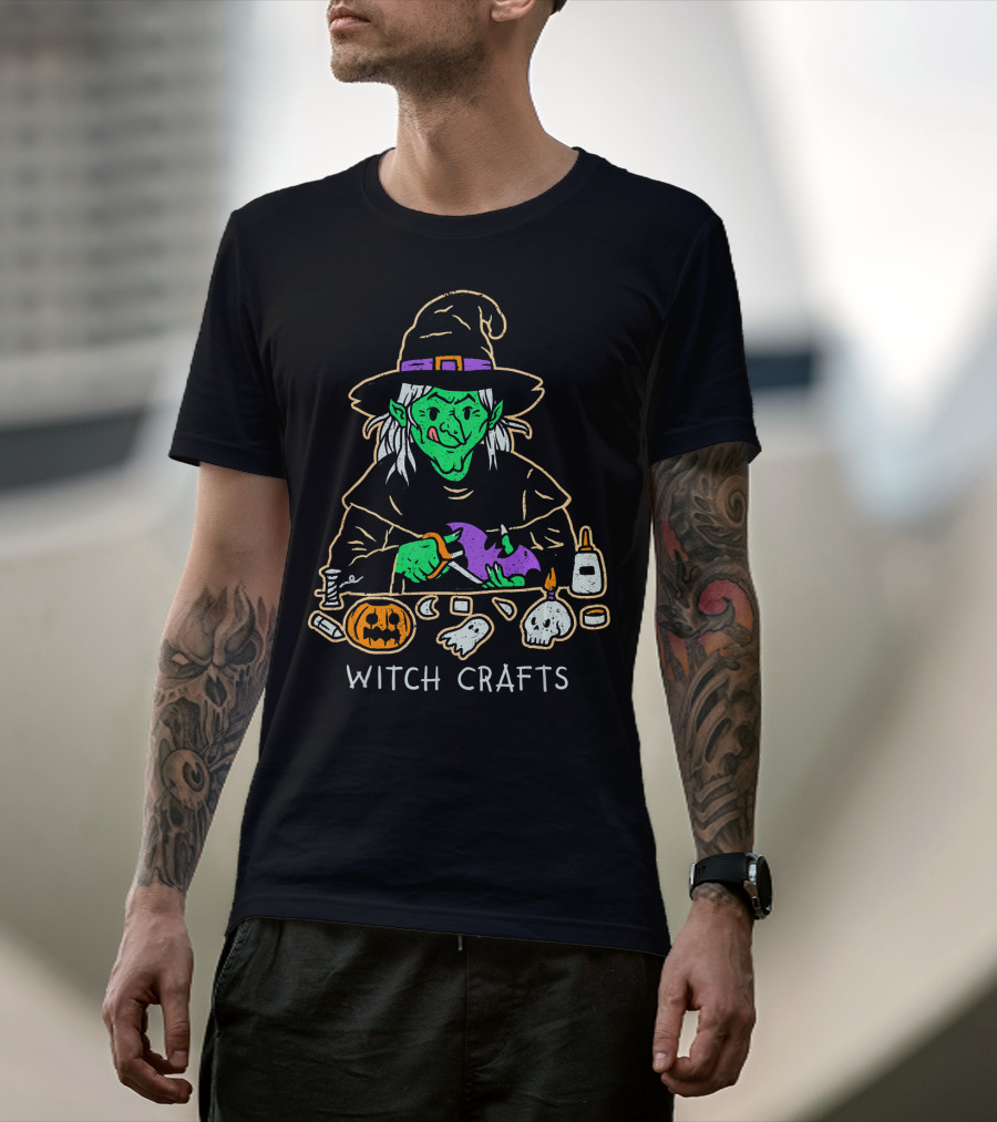 Witch Crafts Halloween Witchcraft With Pumpkins And Spooky Elements T-Shirt