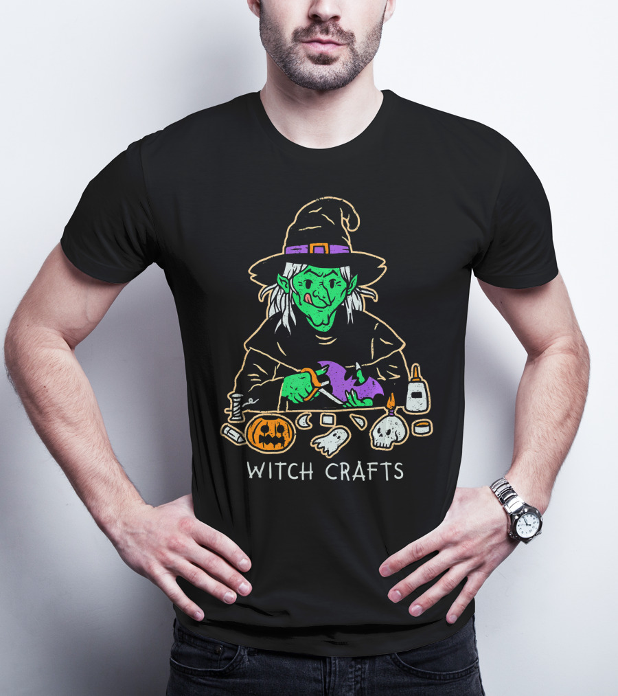 Witch Crafts Halloween Witchcraft With Pumpkins And Spooky Elements T-Shirt