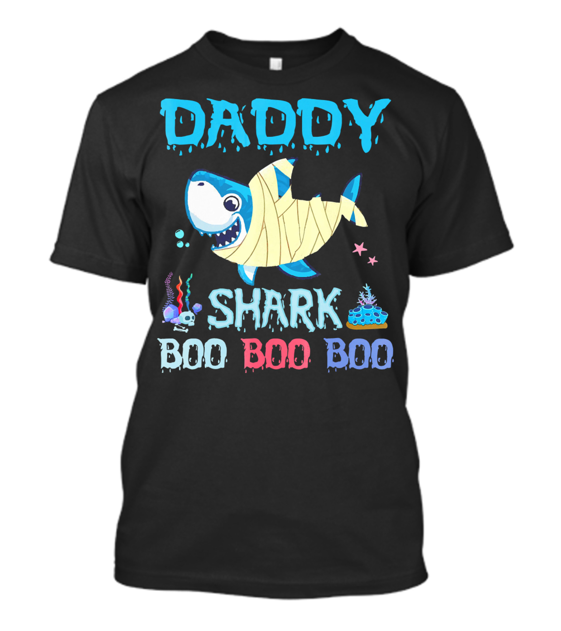 Daddy Shark Boo Boo Boo Halloween Costume Mummy Shark Underwater Party T-Shirt