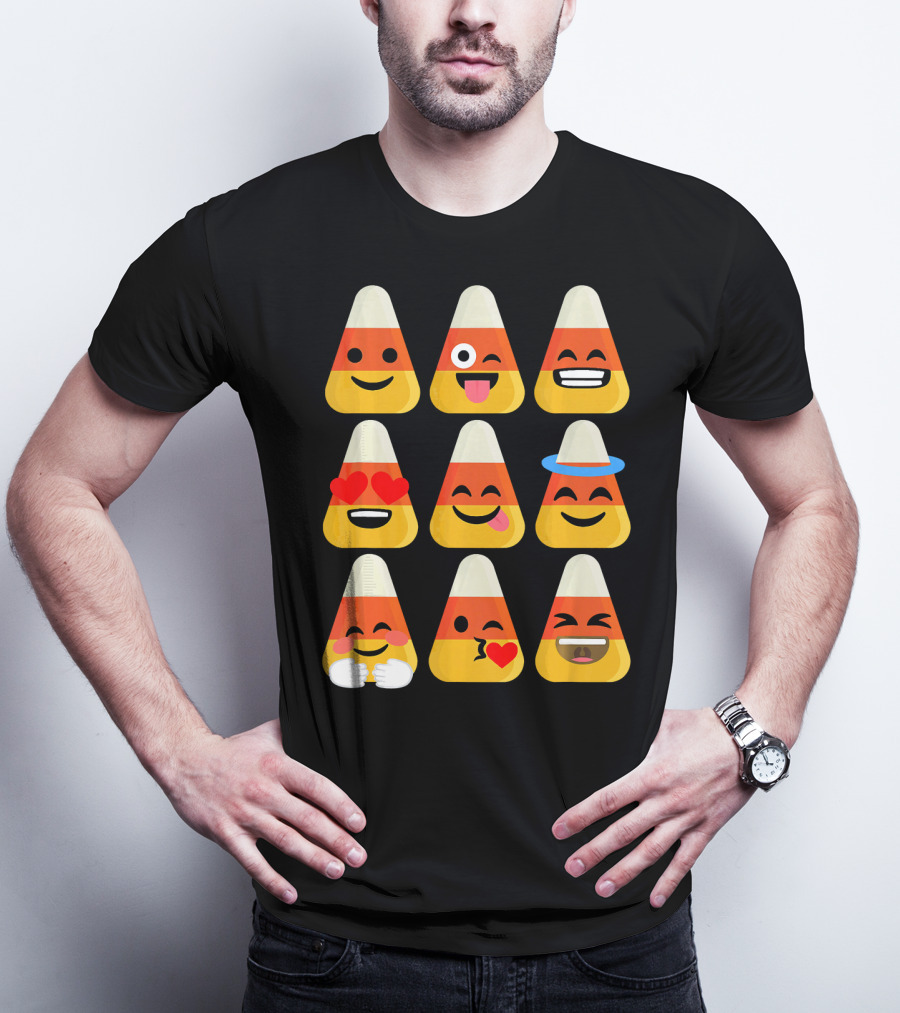 Candy Corn Emoji Faces Kawaii Expressions T-Shirt