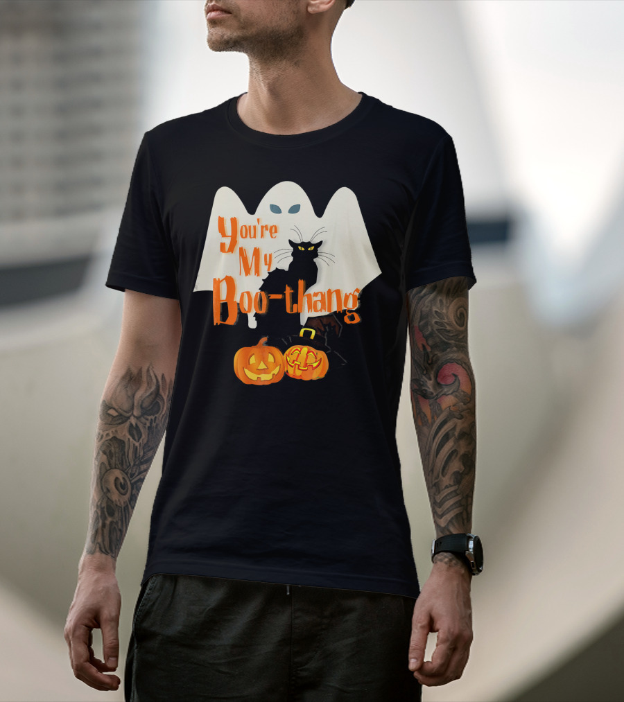 You're My Boo-Thang Halloween Ghost Black Cat Pumpkins T-Shirt