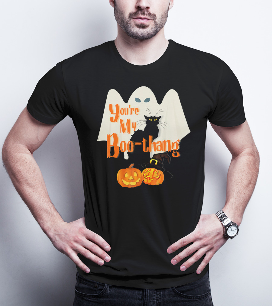 You're My Boo-Thang Halloween Ghost Black Cat Pumpkins T-Shirt