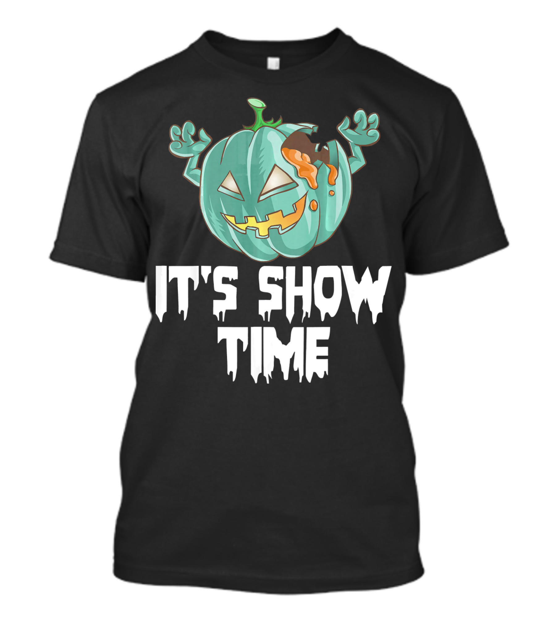 Zombie Pumpkin It's Show Time Halloween Fun T-Shirt