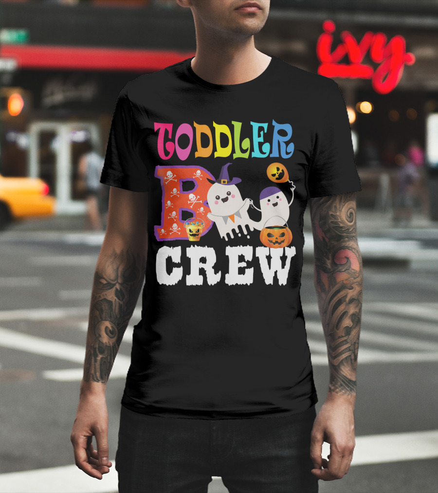 Toddler Boo Crew Halloween Ghosts And Skulls T-Shirt