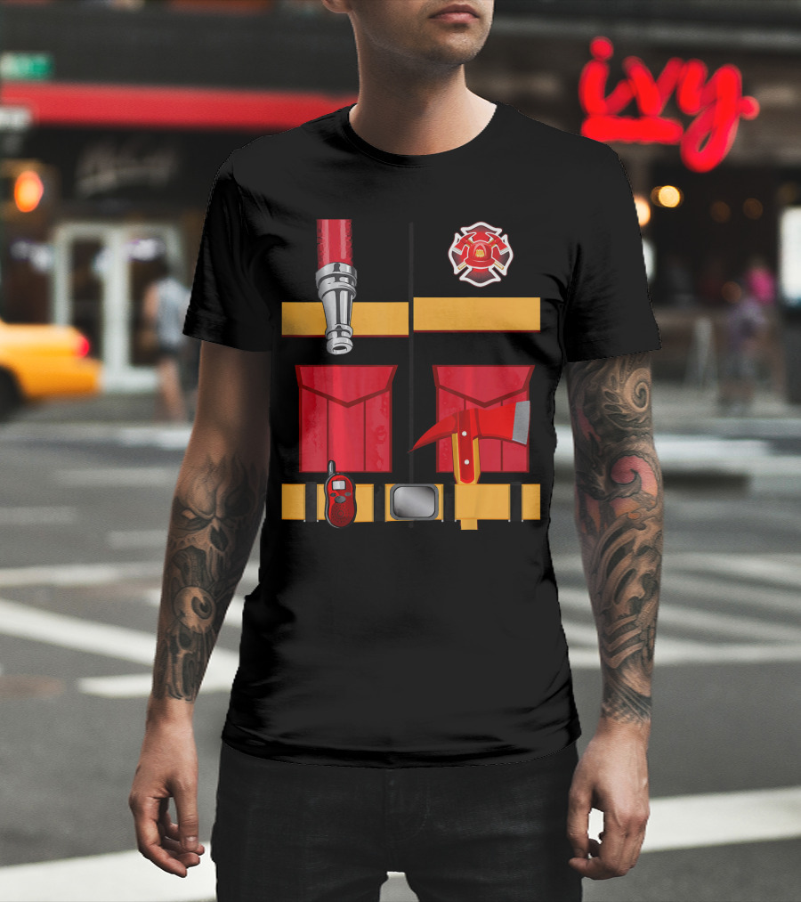 Firefighter Tools Axe Hose Crest Radio Uniform T-Shirt