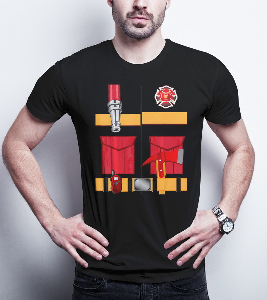 Firefighter Tools Axe Hose Crest Radio Uniform T-Shirt