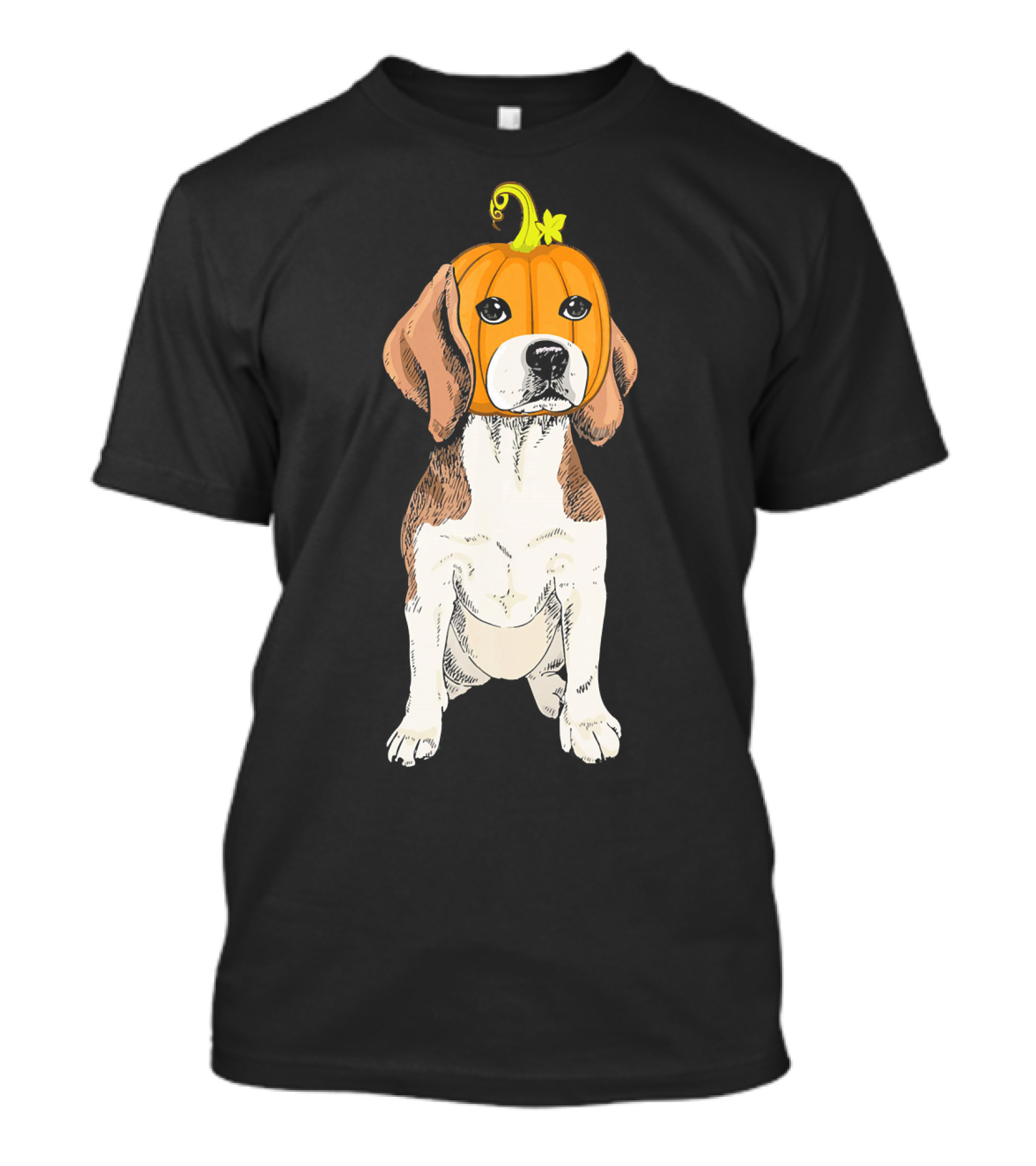 Beagle Wearing Pumpkin Face Funny Halloween Costume T-Shirt