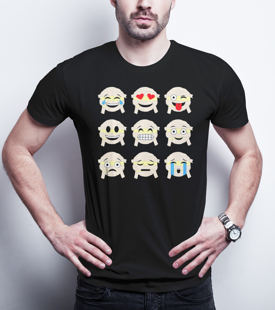 Mummy Emoji Funny Faces Emoticon Mummies Collection T-Shirt