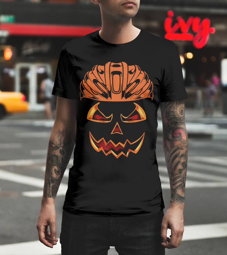 Bicycle Helmet Jack O Lantern Pumpkin Face T-Shirt