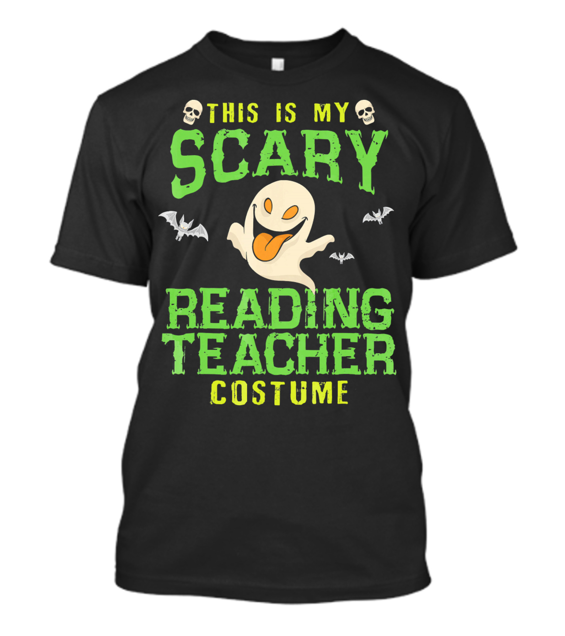 This Is My Scary Reading Teacher Costume Ghost Skulls Bats T-Shirt