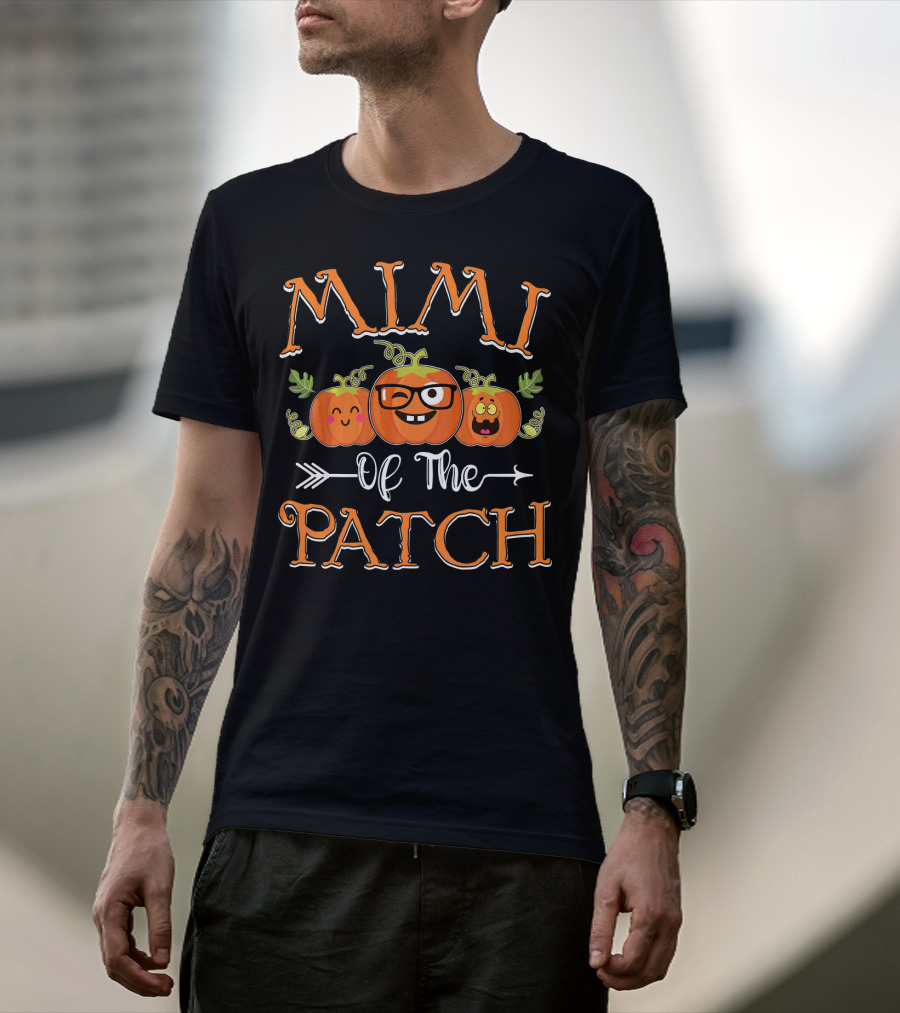 Mimi Of The Patch Pumpkin Faces With Glasses And Leaves T-Shirt