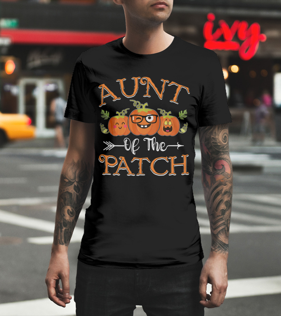 Aunt Of The Pumpkin Patch Cute Cartoon Pumpkins T-Shirt