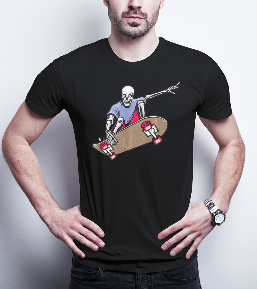 Skeleton Skateboarding Halloween Trick Airtime T-Shirt