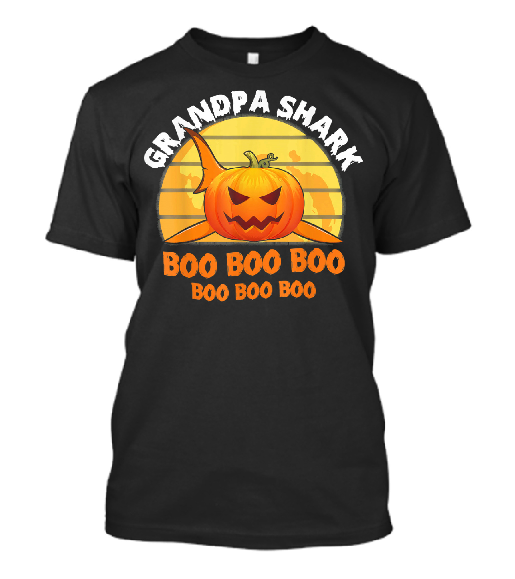 Grandpa Shark Boo Boo Boo Pumpkin Halloween T-Shirt