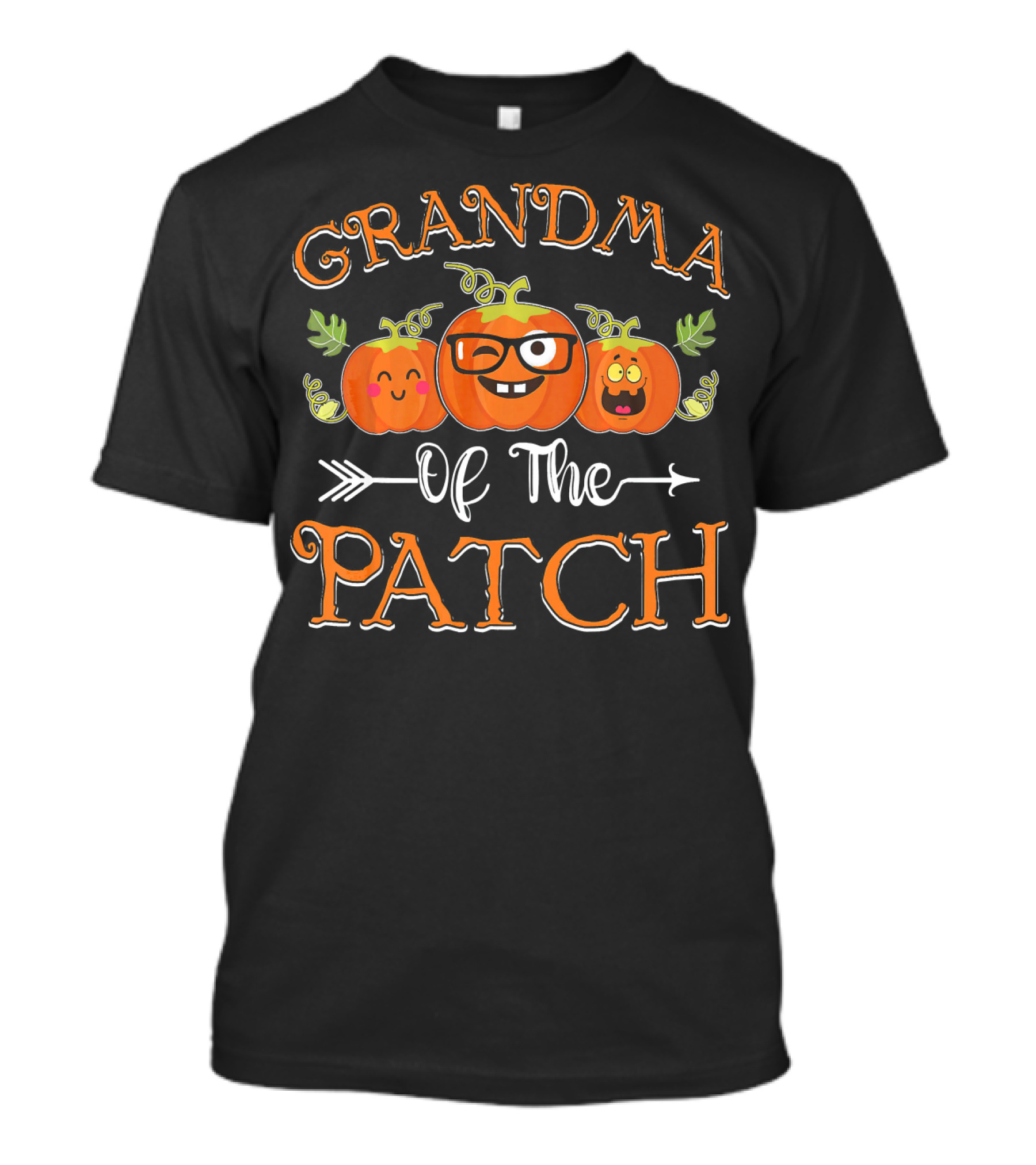 Grandma Of The Patch Cute Pumpkin Faces With Glasses And Arrow T-Shirt
