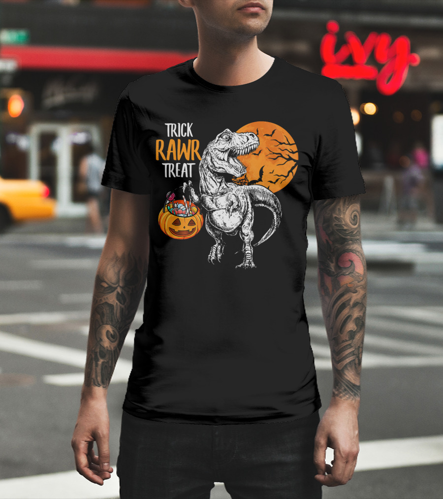 Trick Rawr Treat Dinosaur Rex Pumpkin Moon T-Shirt