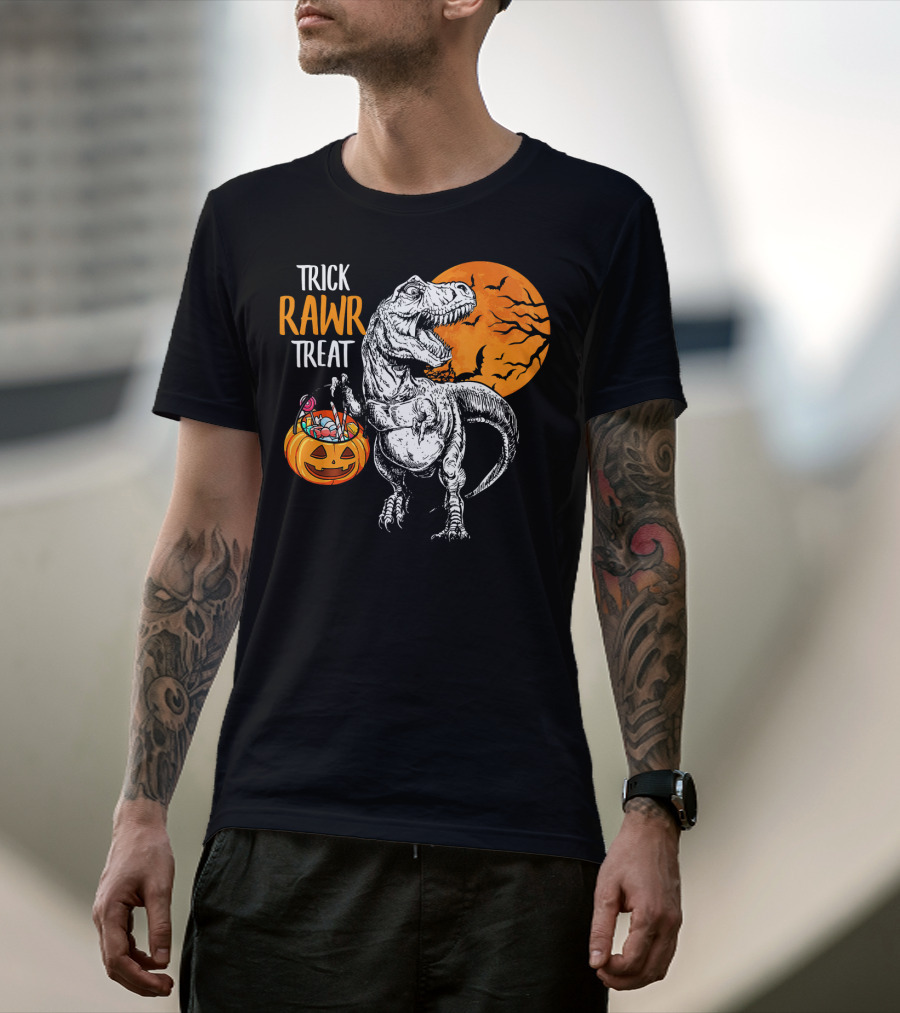 Trick Rawr Treat Dinosaur Rex Pumpkin Moon T-Shirt