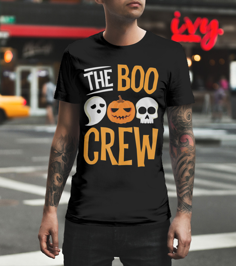 The Boo Crew Ghost Pumpkin Skull Halloween T-Shirt