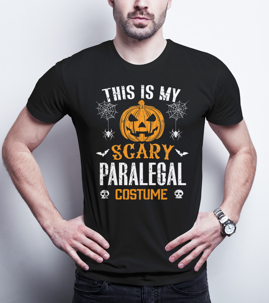 This Is My Scary Paralegal Costume Halloween Pumpkin Spiders Bats Skulls T-Shirt