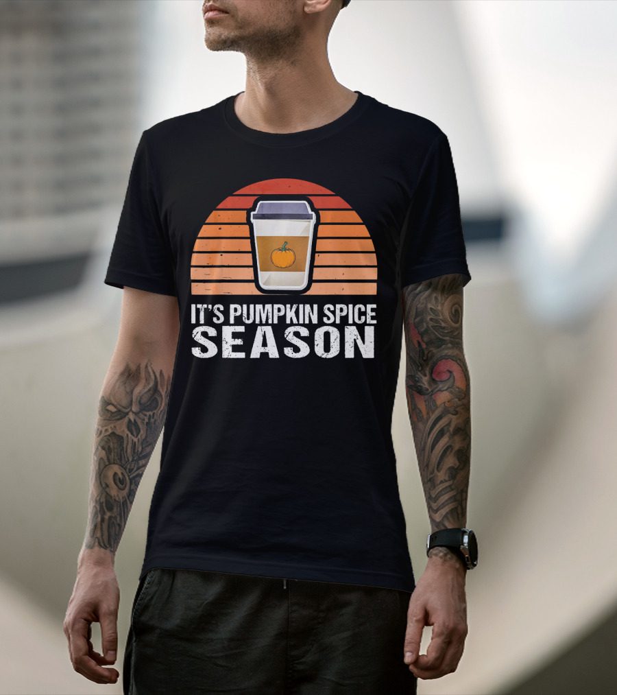 It's Pumpkin Spice Season Vintage Sunset Coffee Cup T-Shirt