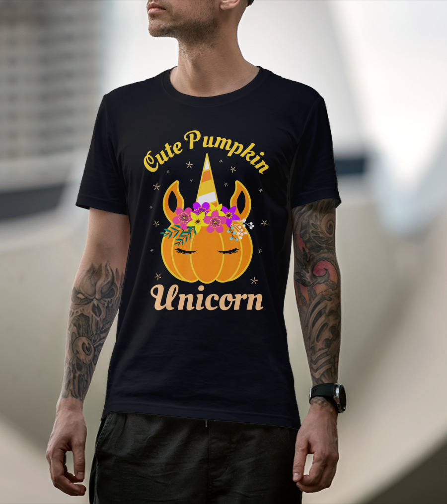 Cute Pumpkin Unicorn Kids Costume Trick Halloween Magic T-Shirt