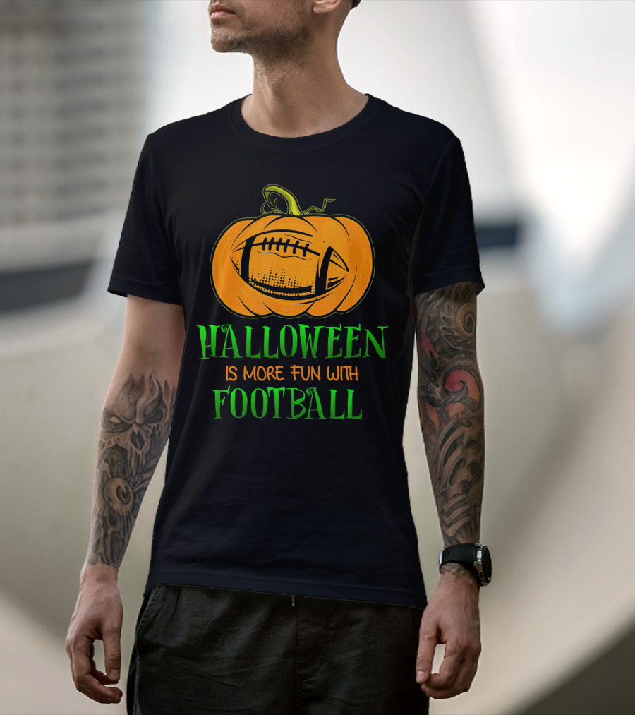 Halloween Is More Fun With Football Pumpkin T-Shirt