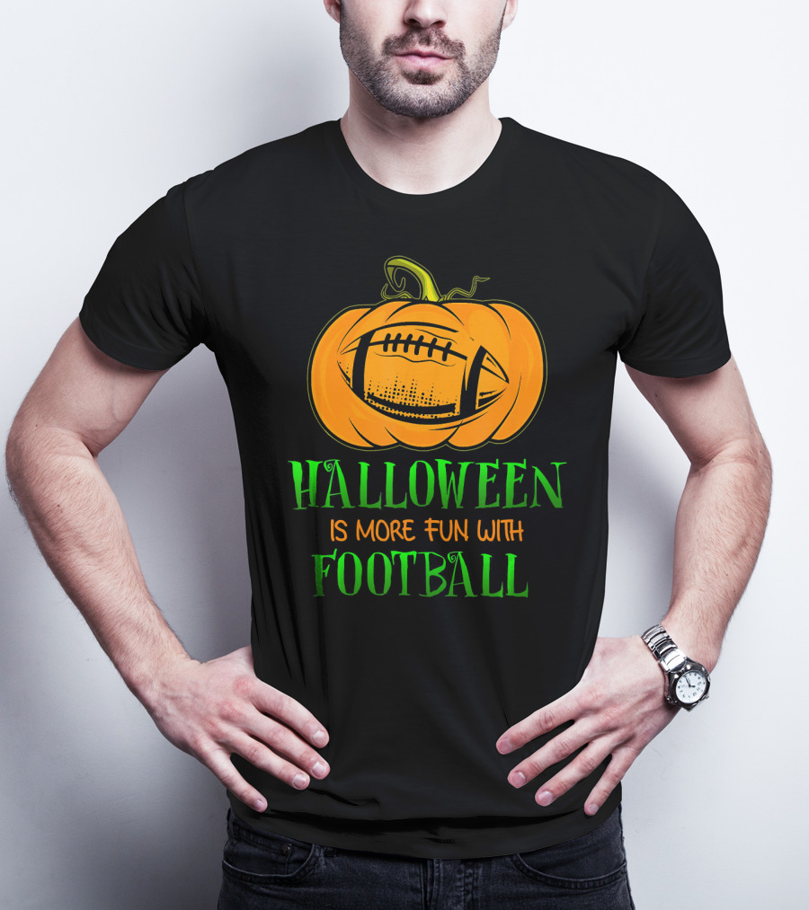 Halloween Is More Fun With Football Pumpkin T-Shirt