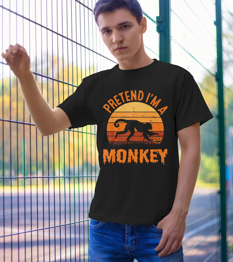 Pretend I’m A Monkey Halloween Sunset T-Shirt
