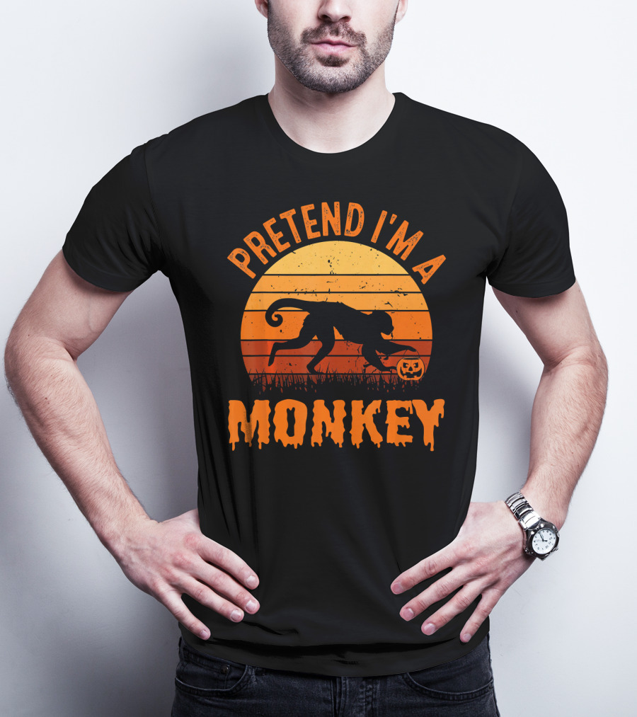 Pretend I’m A Monkey Halloween Sunset T-Shirt