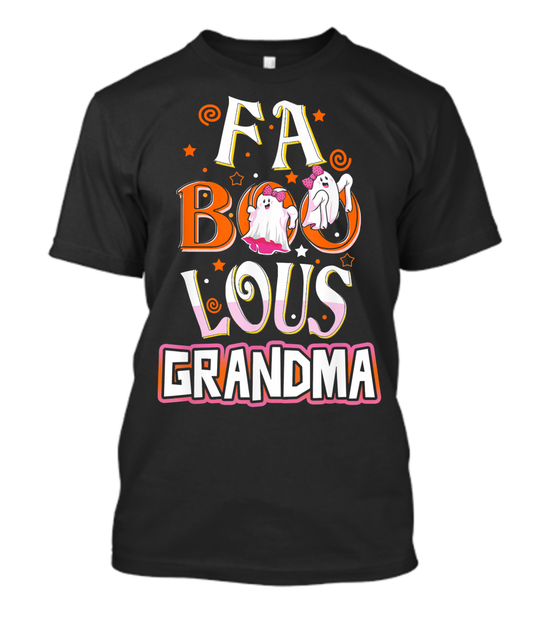 FA BOO Lous Grandma Ghosts With Bows Spirals And Stars T-Shirt